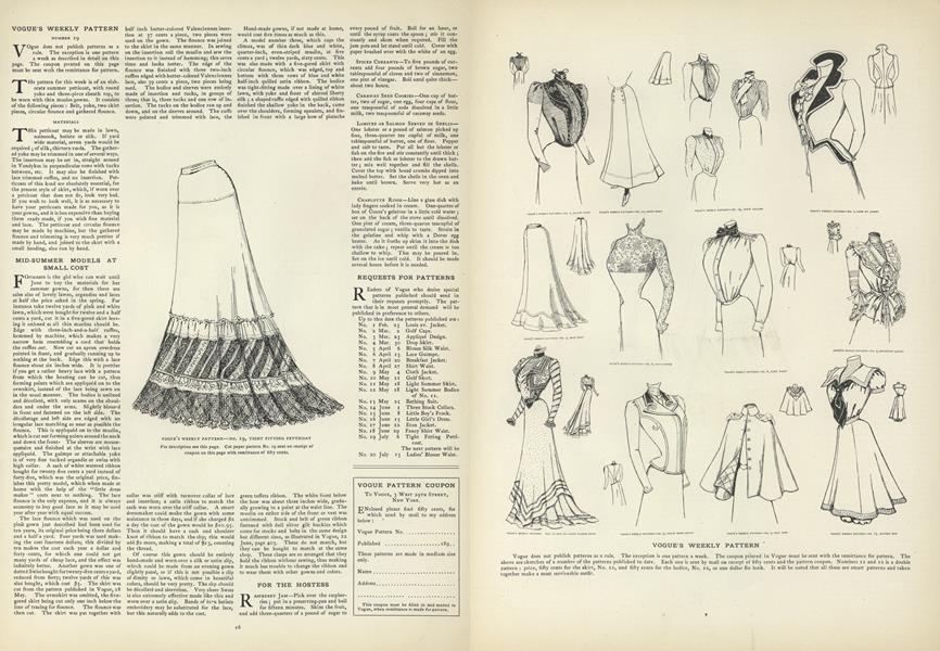 Vogue's Weekly Pattern | Vogue | JULY 6, 1899