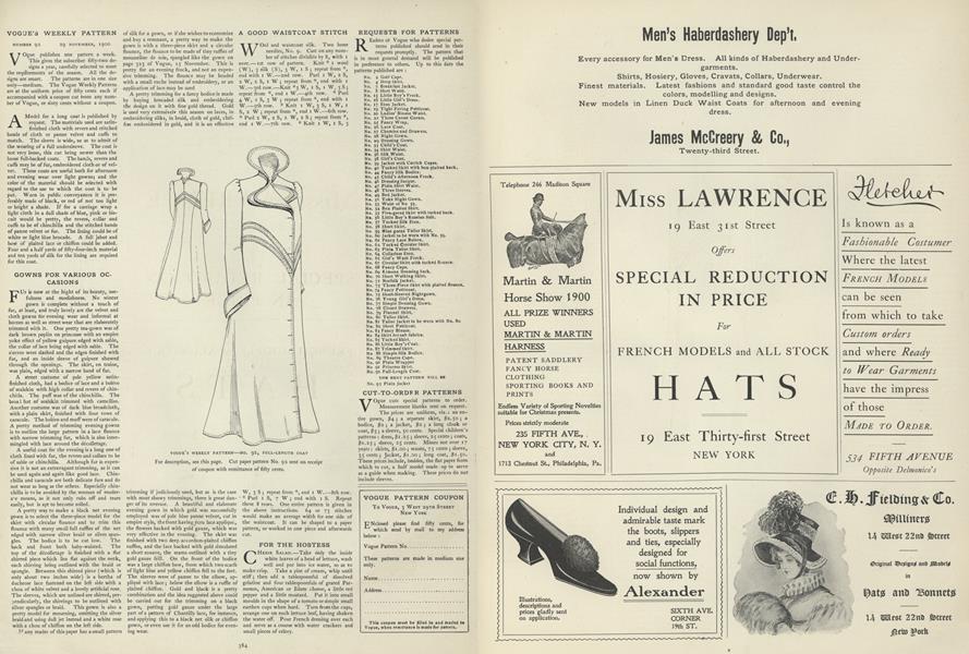 Requests for Patterns | Vogue | November 29, 1900