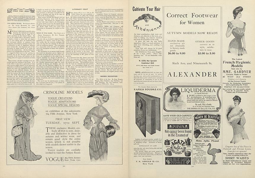 The Simple Home/When it was Dark... | Vogue | September 22, 1904