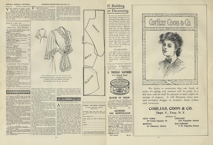 Vogue's Weekly Pattern | Vogue | March 23, 1905