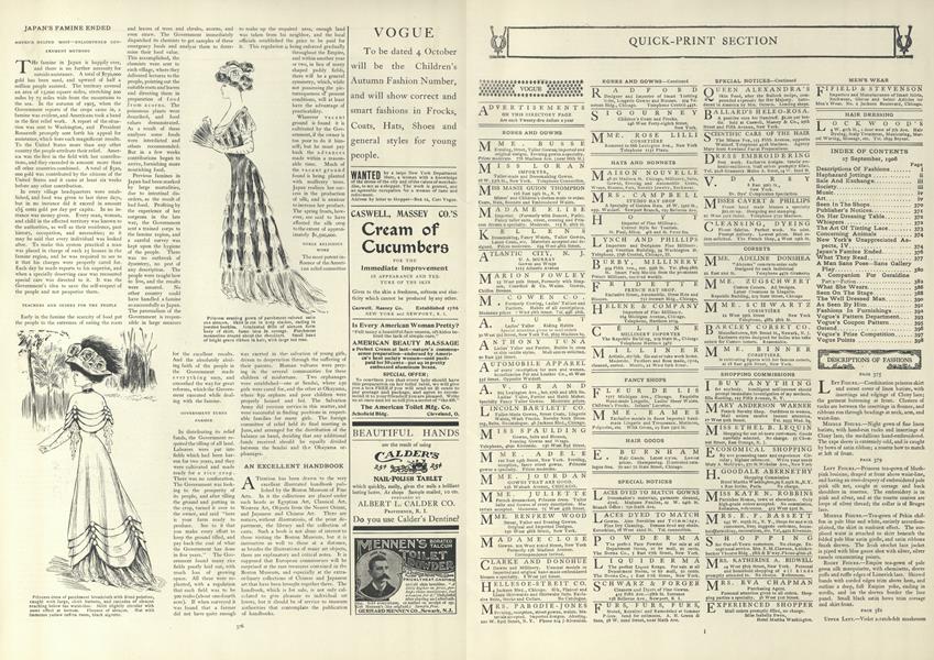 Japan's Famine Ended | Vogue | September 27, 1906