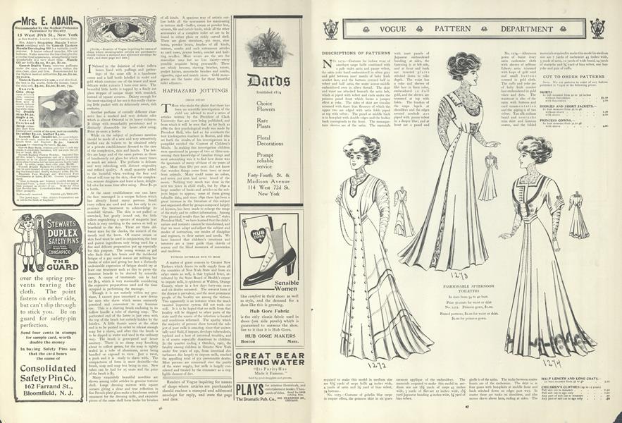 Descriptions of Patterns | Vogue | January 9, 1908