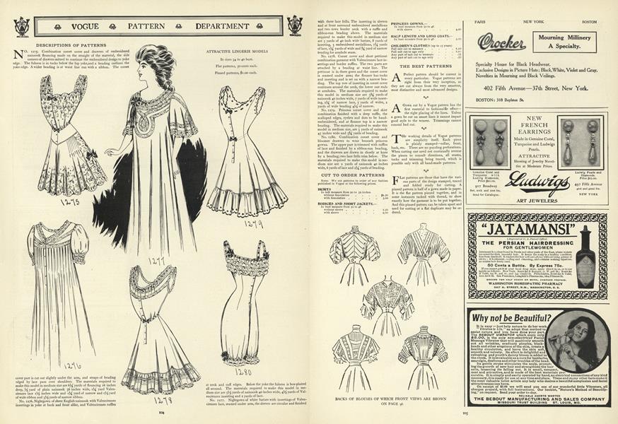 Descriptions of Patterns | Vogue | JANUARY 16, 1908