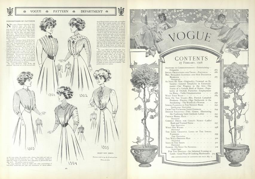 Descriptions of Patterns | Vogue | February 27, 1908