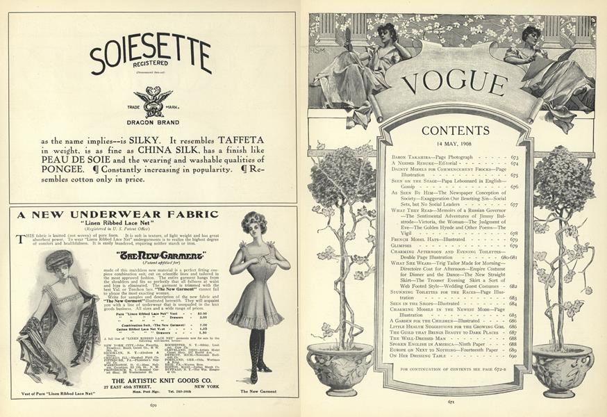Vogue Contents: 14 May, 1908 | Vogue | MAY 14, 1908
