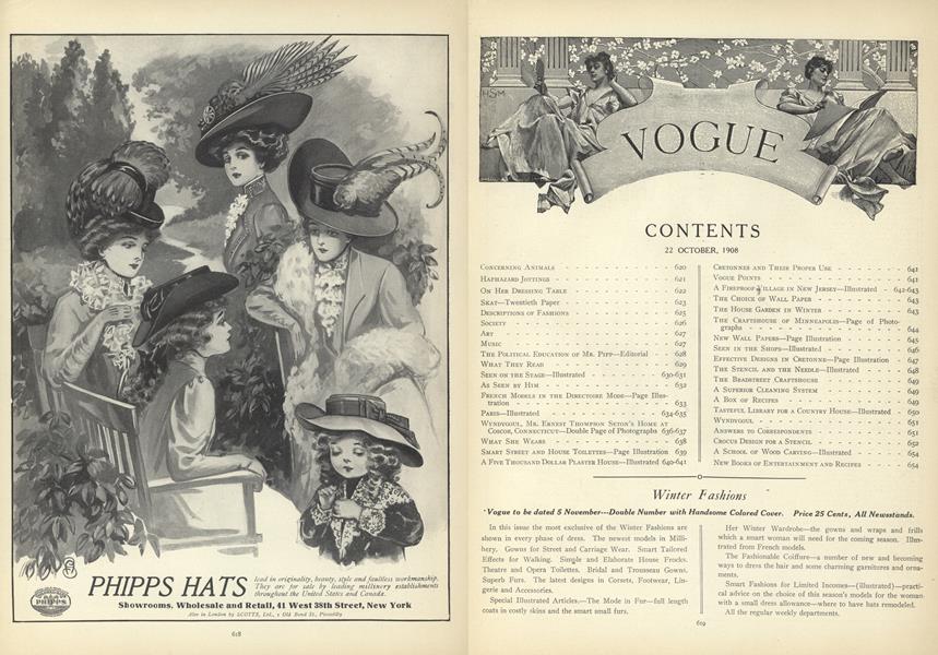 Vogue Contents: 22 October, 1908 | Vogue | OCTOBER 22, 1908