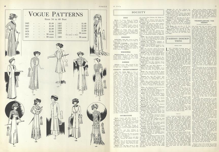 Vogue Patterns | Vogue | JULY 15, 1909