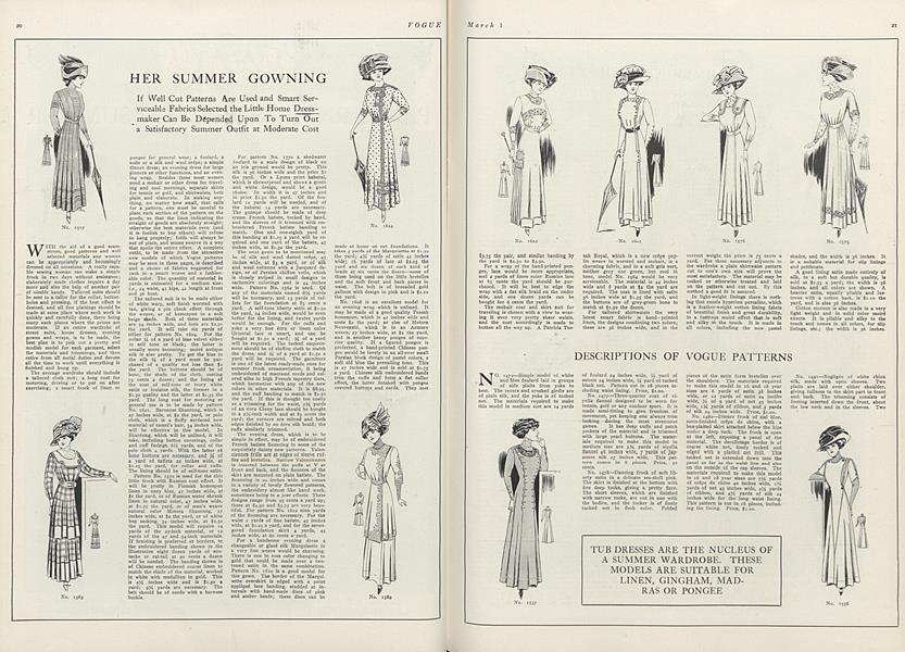 Descriptions of Vogue Patterns | Vogue | MARCH 1, 1910