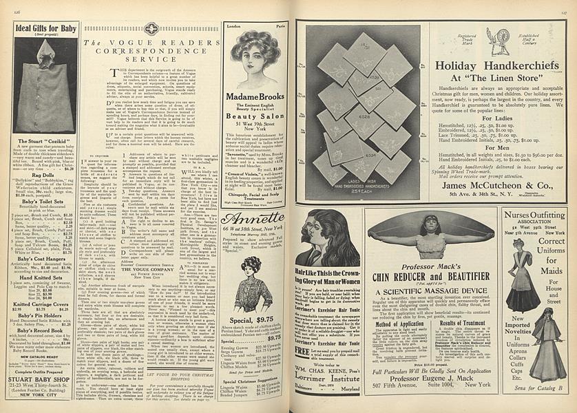 The Vogue Readers Correspondence Service | Vogue | DECEMBER 1, 1910
