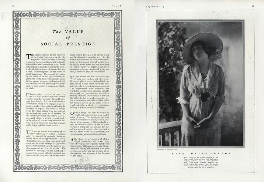 The Value of Social Prestige | Vogue | SEPTEMBER 15, 1913