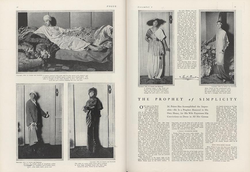 The Prophet of Simplicity | Vogue | November 1, 1913