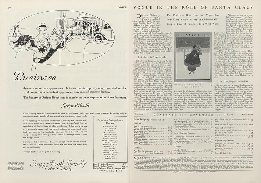 Vogue in the Role of Santa Claus | Vogue | November 15, 1916