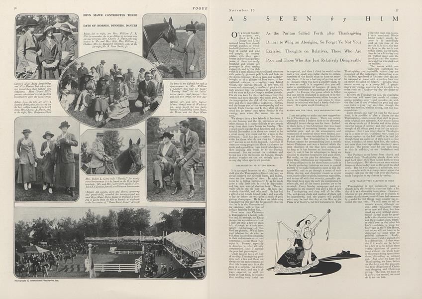 As Seen by Him: As the Puritan Sallied Forth after Thanksgiving Dinner ...