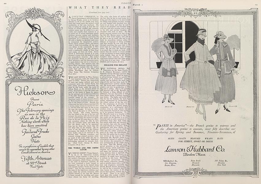 What They Read | Vogue | March 1, 1917