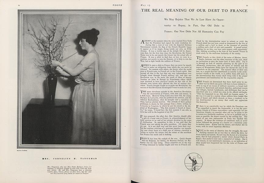 The Real Meaning of Our Debt to France | Vogue | May 15, 1917