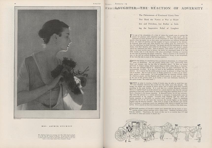 Laughter, —the Reaction of Adversity | Vogue | January 15, 1918