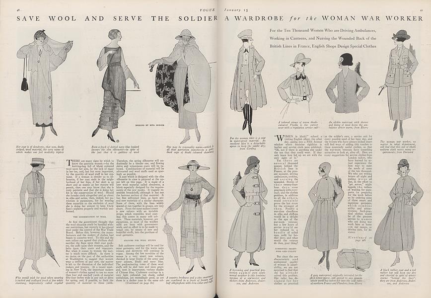 Save Wool and Serve the Soldier | Vogue | January 15, 1918
