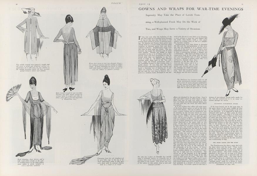 Gowns and Wraps for War-Time Evenings | Vogue | April 15, 1918