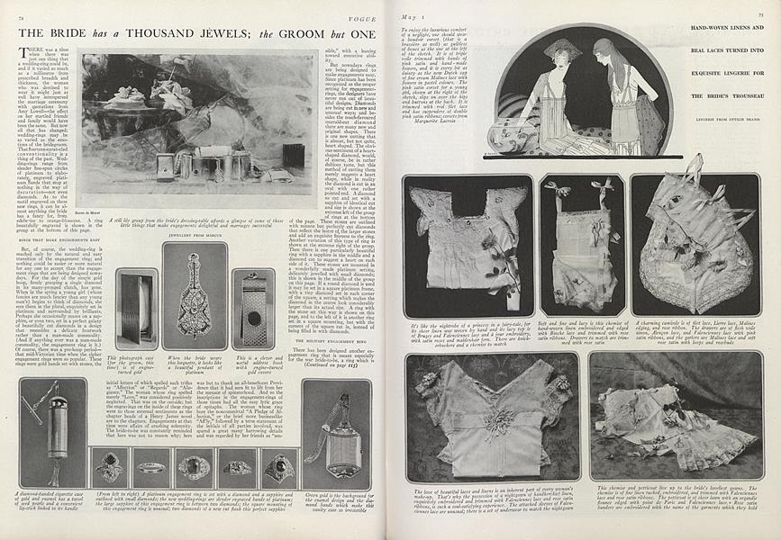 The Bride Has a Thousand Jewels; the Groom but One | Vogue | May 1, 1918