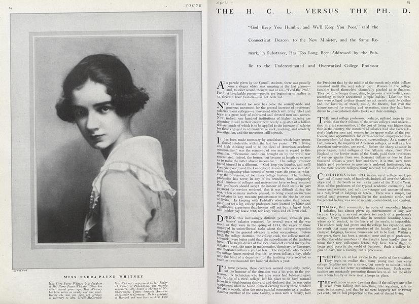 The H. C. L. Versus the Ph. D. | Vogue | April 1st, 1920