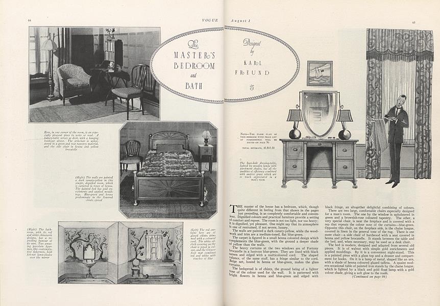 The Master's Bedroom and Bath: Designed by Karl Freund | Vogue | august ...