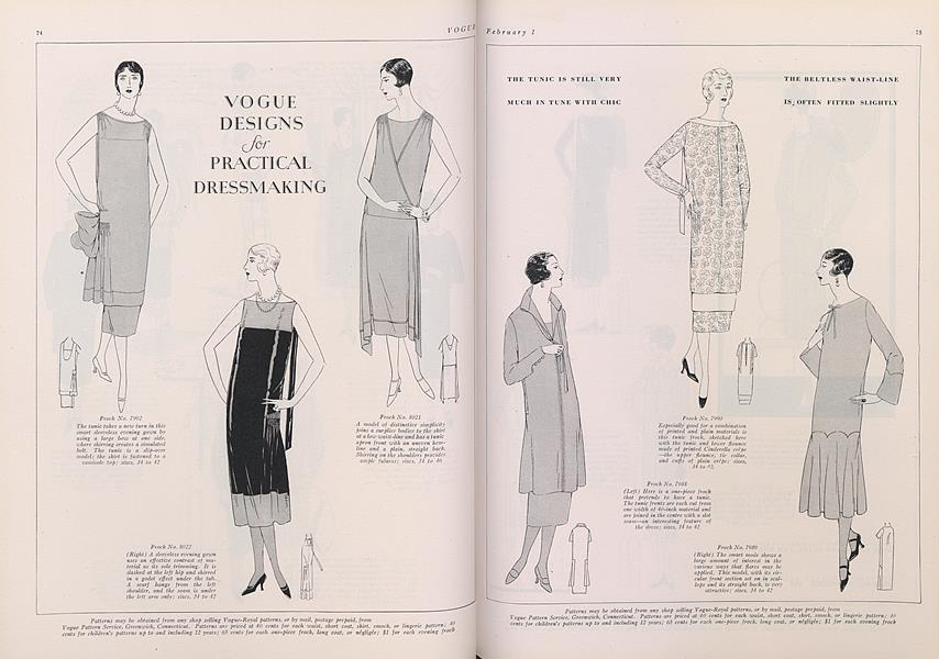 Designs for Practical Dressmaking | Vogue | February 1, 1925