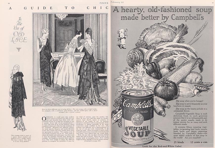 A Guide to Chic in the Use of Old Lace | Vogue | February 15, 1925