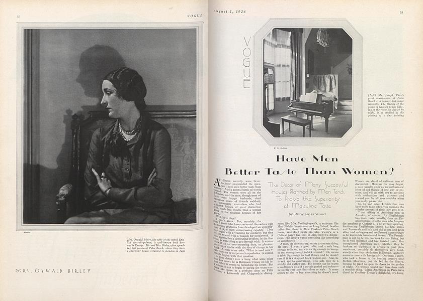 Have Men Better Taste Than Women? | Vogue | August 1, 1926