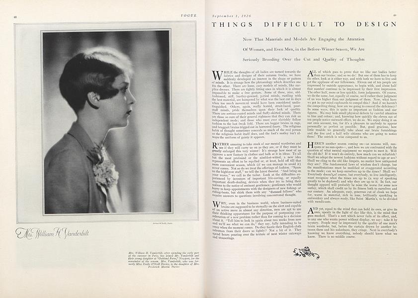 Things Difficult to Design | Vogue | SEPTEMBER 1, 1926