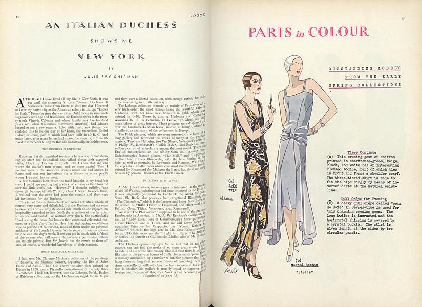 An Italian Duchess Shows Me New York | Vogue | March 30, 1929