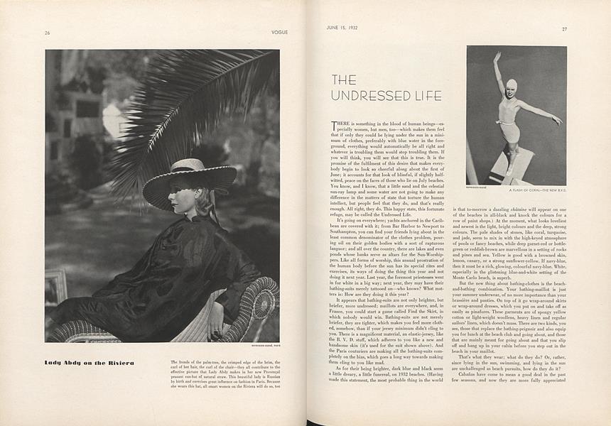 The Undressed Life | Vogue | JUNE 15, 1932