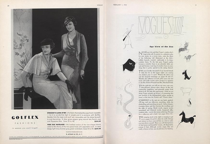 Of the Zoo | Vogue | FEBRUARY 1, 1933
