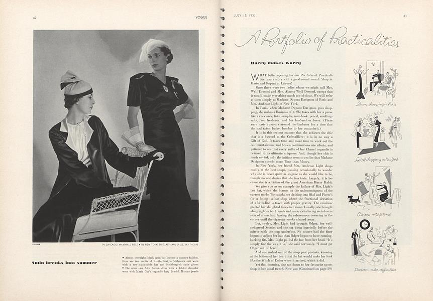 A Portfolio of Practicalities: Hurry Makes Worry | Vogue | JULY 15, 1933