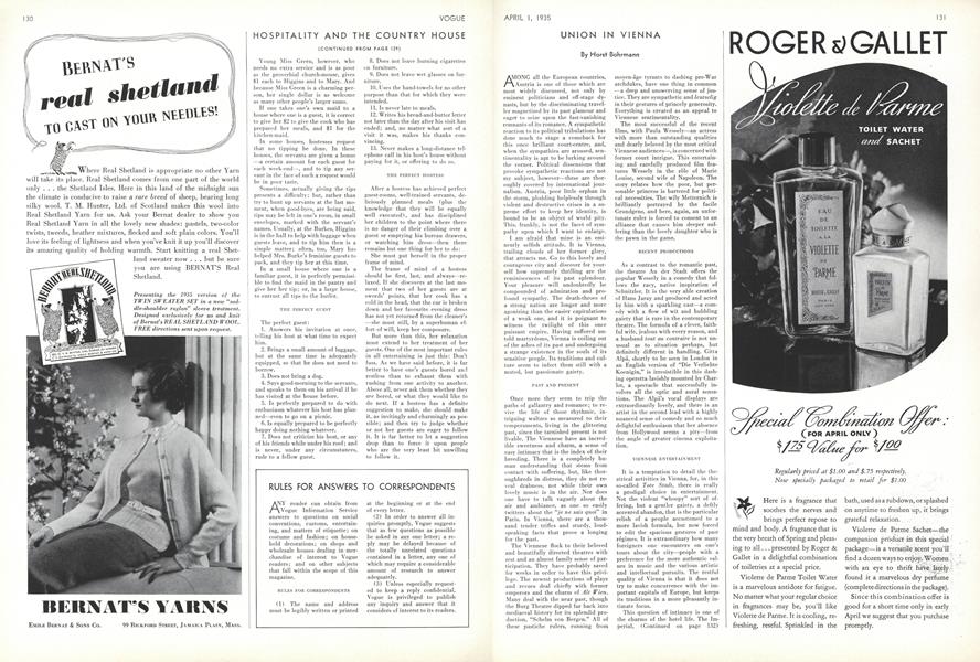 Rules for Answers to Correspondents | Vogue | APRIL 1, 1935