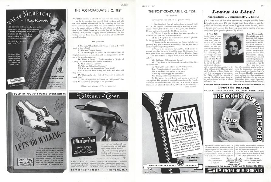 The Post-Graduate I.Q. Test | Vogue | APRIL 1, 1937