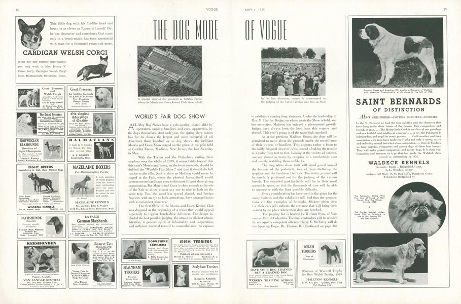 The Dog Mode of Vogue: World's Fair Dog Show | Vogue | MAY 1, 1939