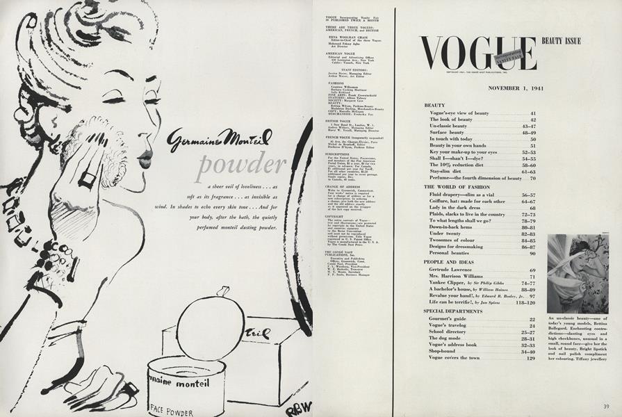 Table Of Contents Vogue November 1 1941