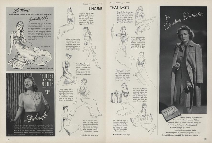 Lingerie that Lasts | Vogue | February 1, 1943