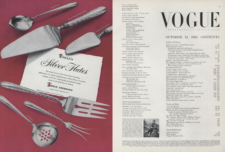 Table of Contents | Vogue | OCTOBER 15, 1950