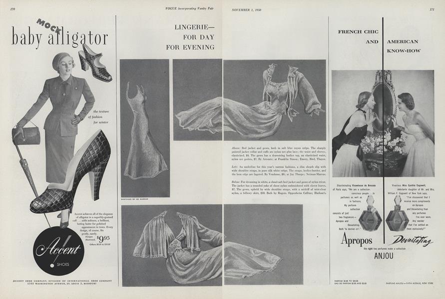 Lingerie–for Day, for Evening/The Lacy Slip | Vogue | NOVEMBER 1, 1950