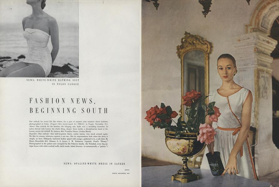 Fashion News, Beginning South | Vogue | DECEMBER 1950