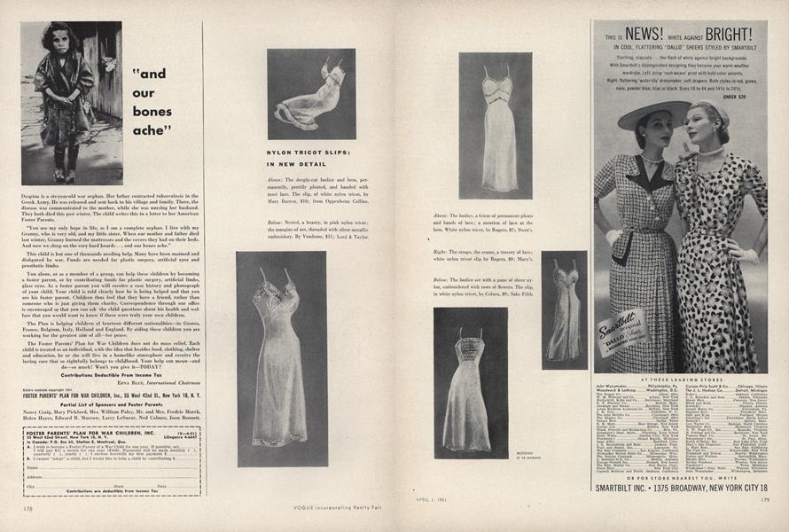 Nylon Tricot Slips; in New Detail | Vogue | APRIL 1, 1951