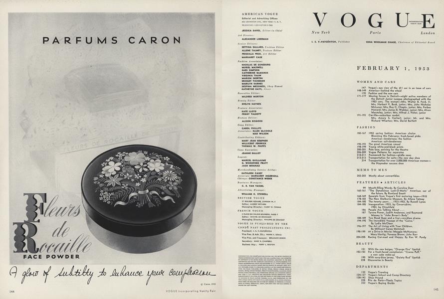 Table of Contents | Vogue | February 1, 1953