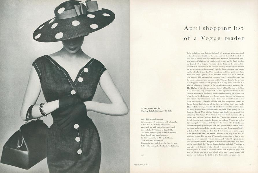 April Shopping List of a Vogue Reader | Vogue | APRIL 1, 1954