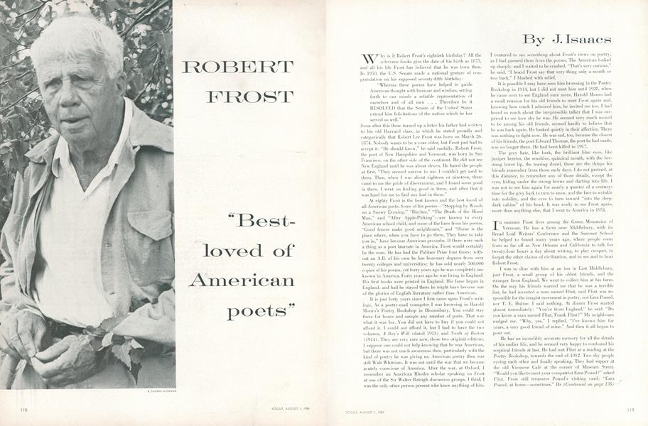 Robert Frost: "Best-Loved of American Poets" | Vogue | AUGUST 1, 1954