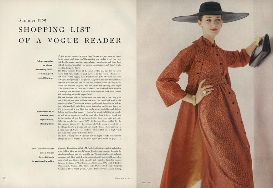 Summer 1956: Shopping List of a Vogue Reader | Vogue | MAY 1, 1956