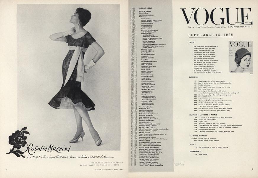 Table of Contents | Vogue | SEPTEMBER 15, 1958