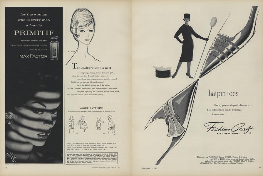 The Coiffure with a Part | Vogue | FEBRUARY 15, 1961