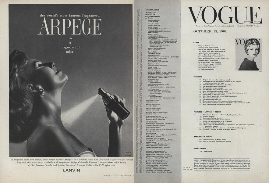 Masthead | Vogue | OCTOBER 15, 1961
