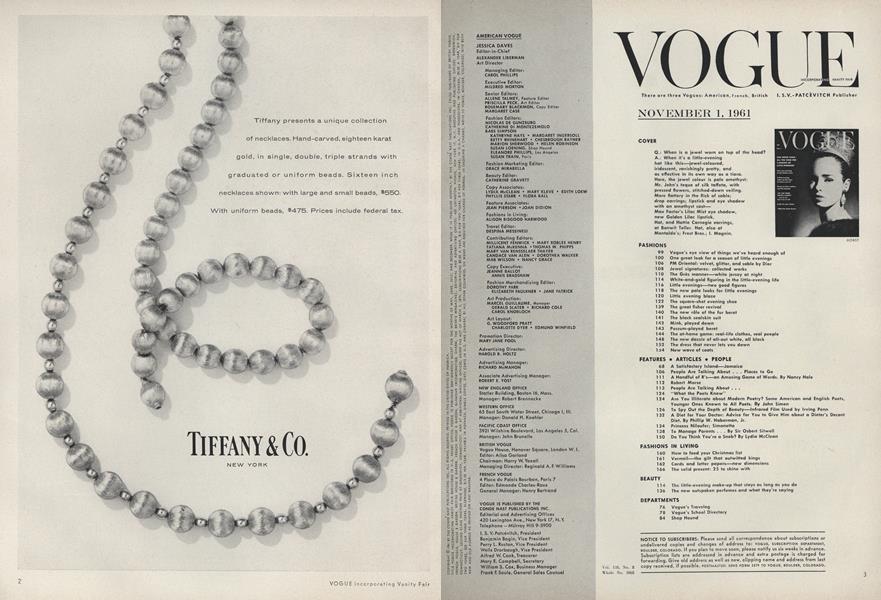 Table of Contents | Vogue | NOVEMBER 1, 1961
